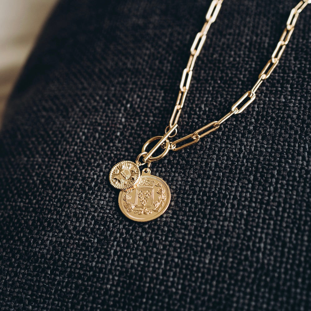 Bold Coin Toggle Drop Necklace – Danaë